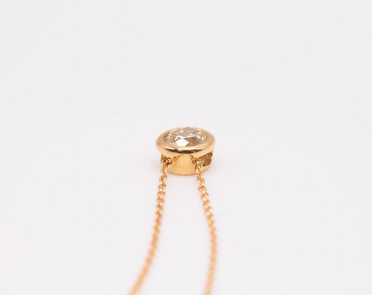 Bezel Solitaire Pendant Necklace | Detroit Diamond Girl